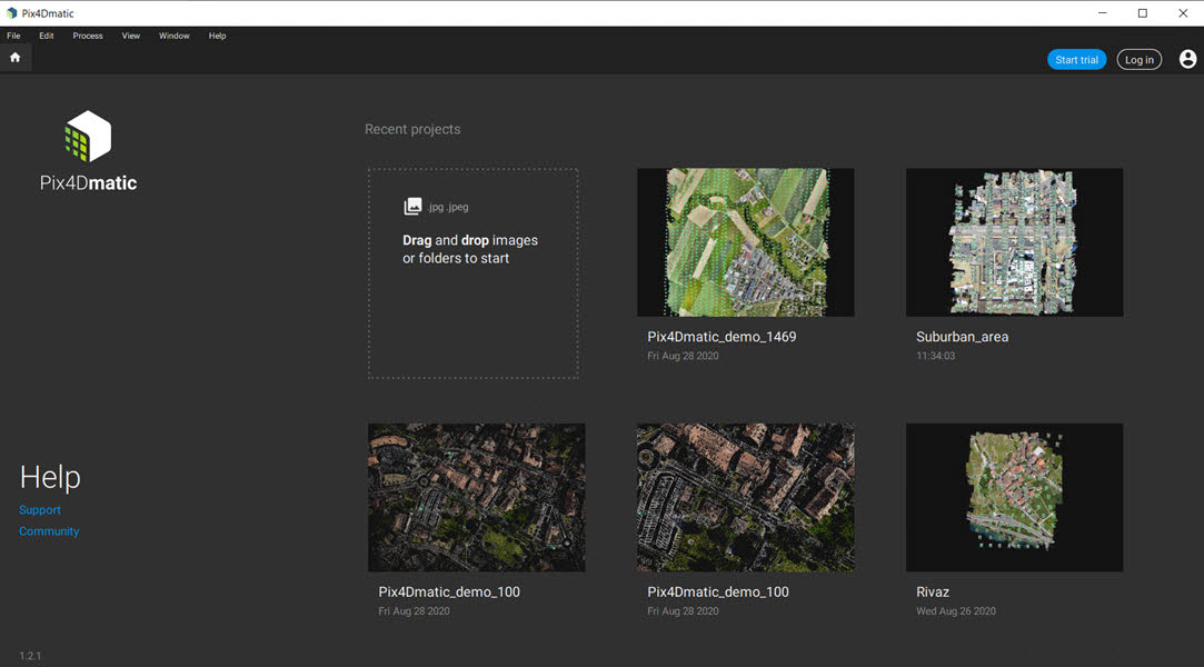 Home screen - PIX4Dmatic